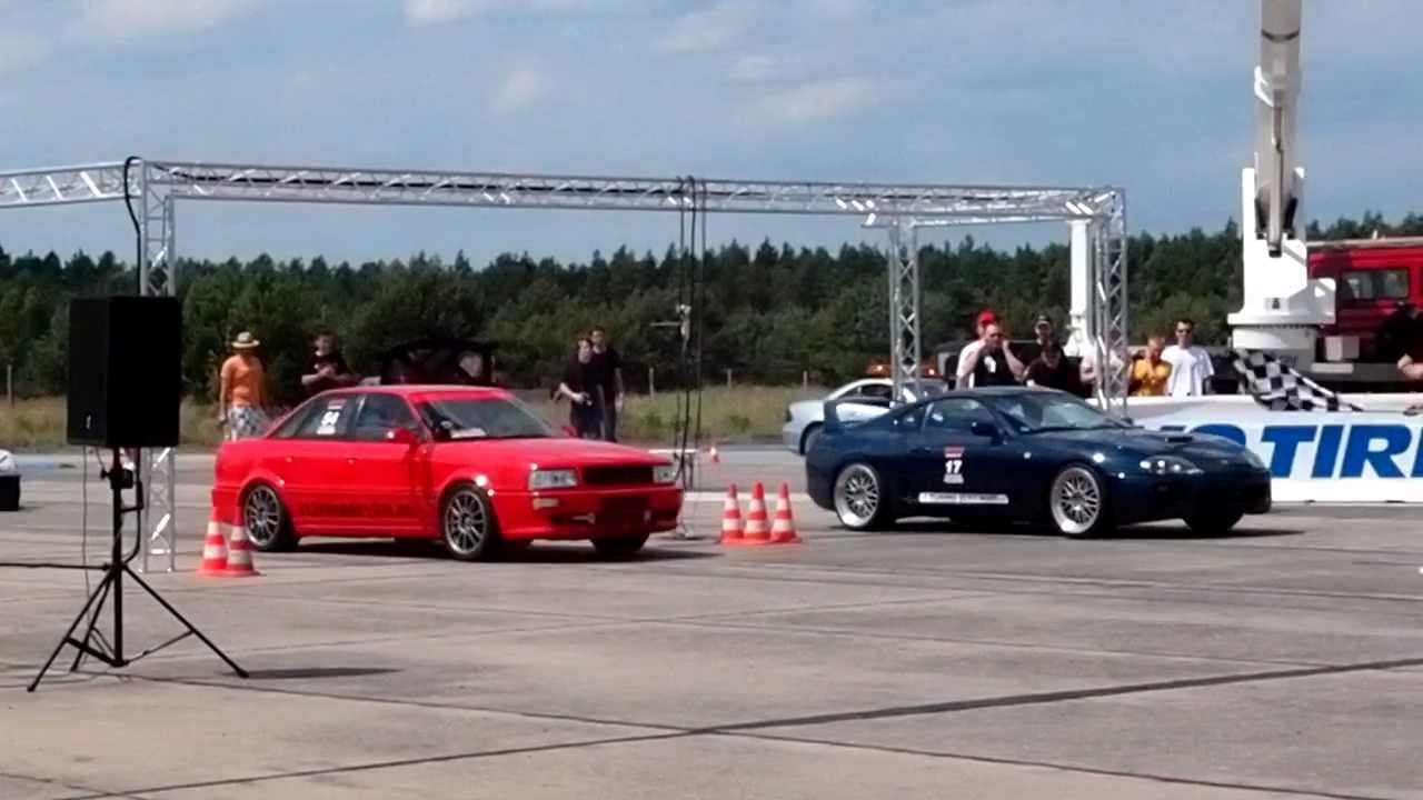 Audi S2 Limo vs. Supra Race@Airport Long Distance Groß Dölln 2011 - YouTube