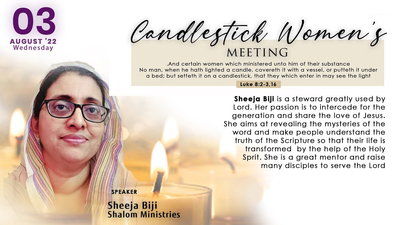 Candlestick Women's Meeting | Sis. Sheeja Biji | 3/08/2022 - YouTube