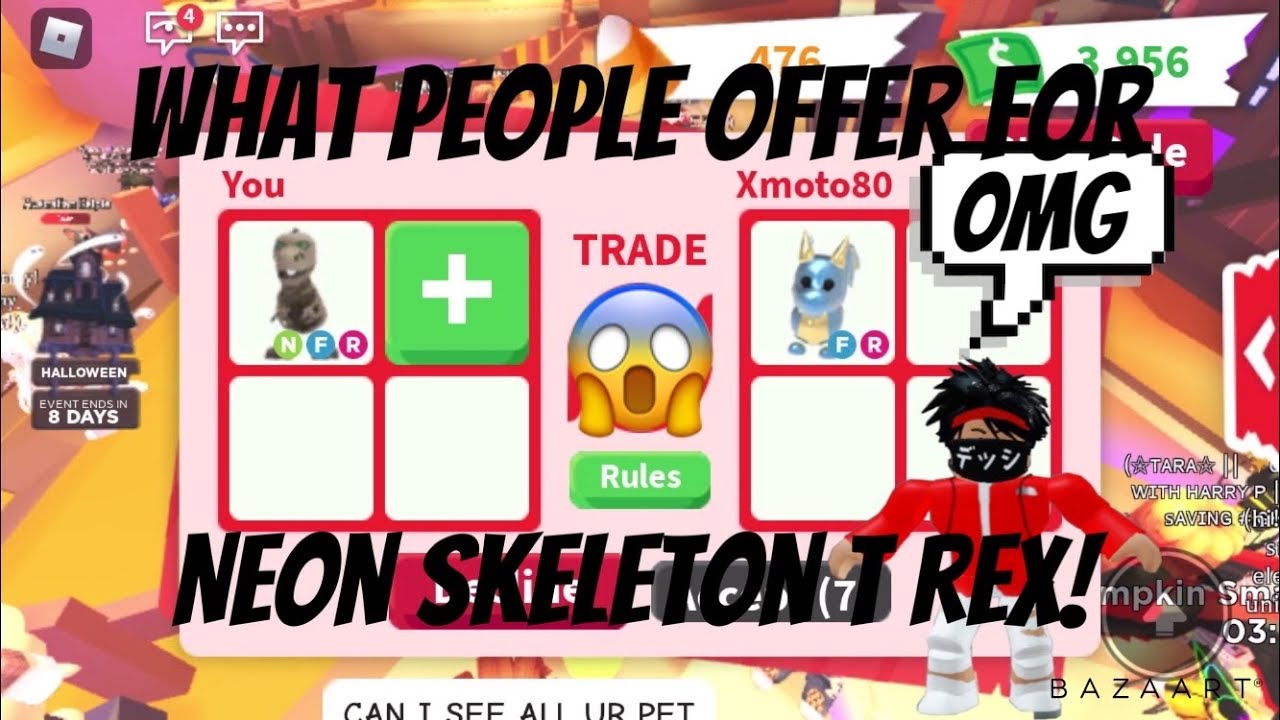 What people offer for neon Skeleton T rex (Adopt me)Roblox Amazing ...