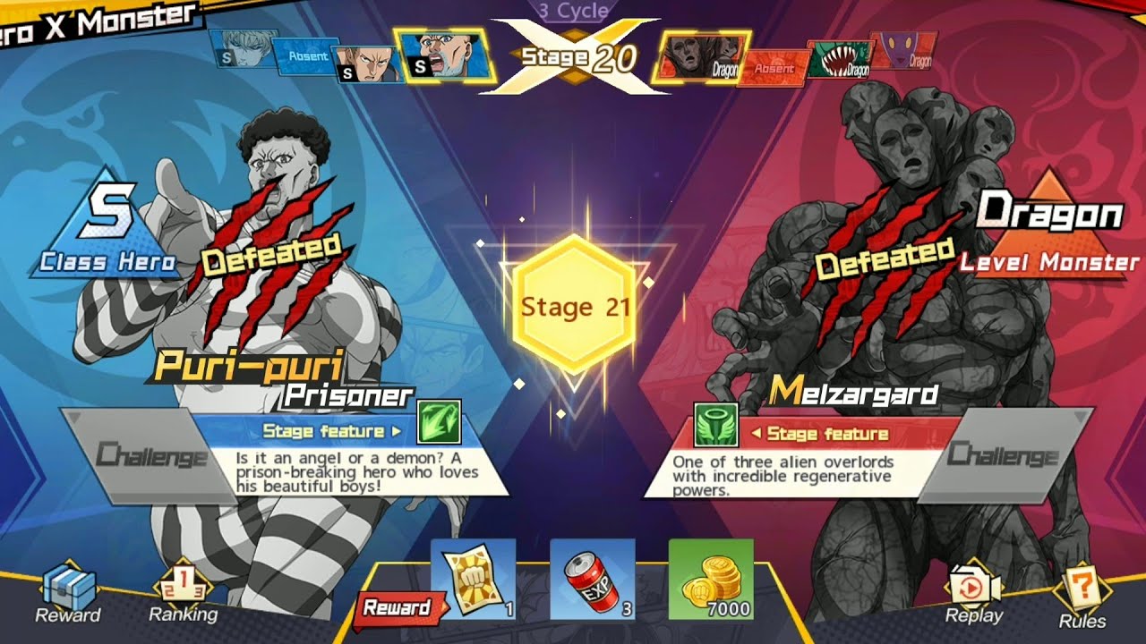Cycle 3 Stage 20 ( Puri-Puri Prisoner & Melzagard ) - One Punch Man ...