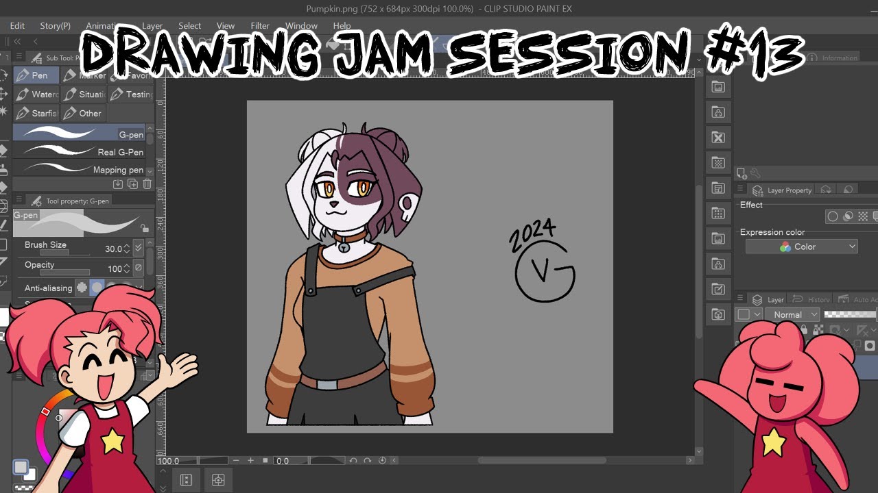 Drawing Jam Session #13: A cute dog gal - YouTube
