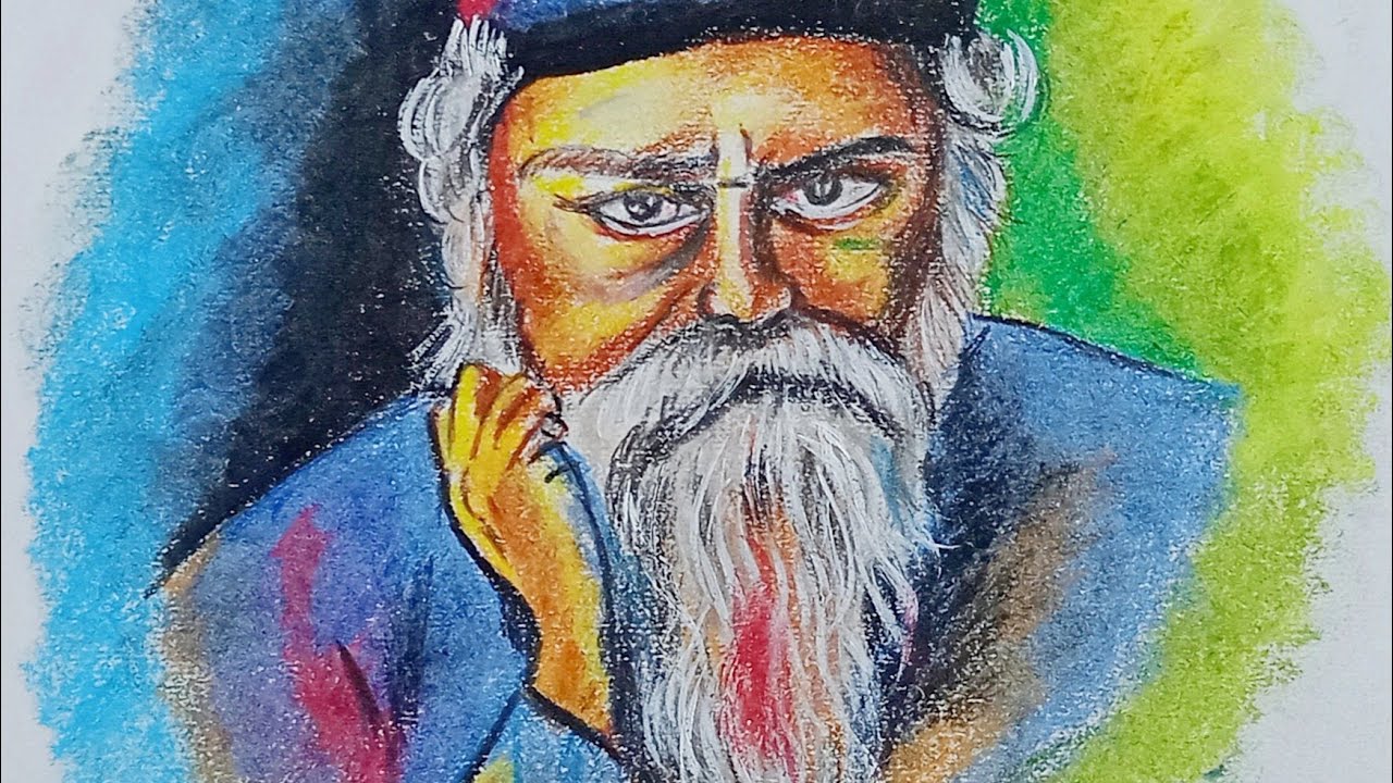 Rabindranath Tagore Portrait Drawing Step By Step. - YouTube