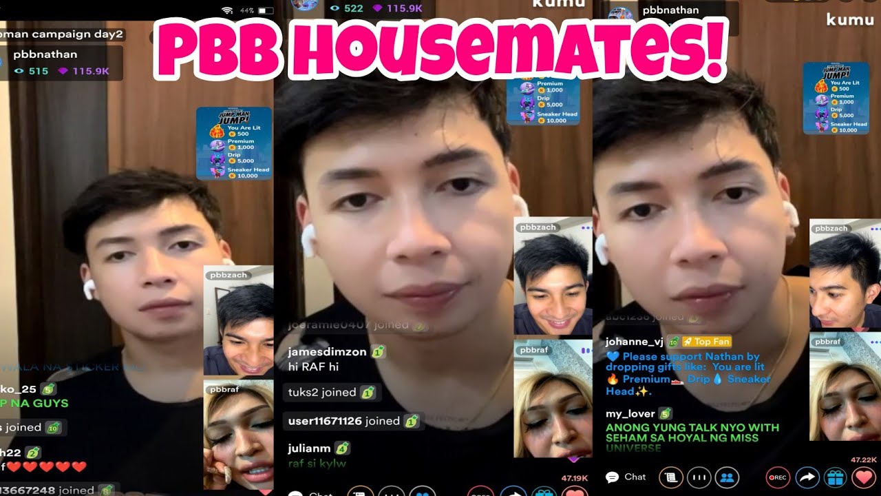 PBB HOUSEMATES! ZACH GUERRERO , RAF JUANE & NATHAN JUANE KUMU LIVE ...