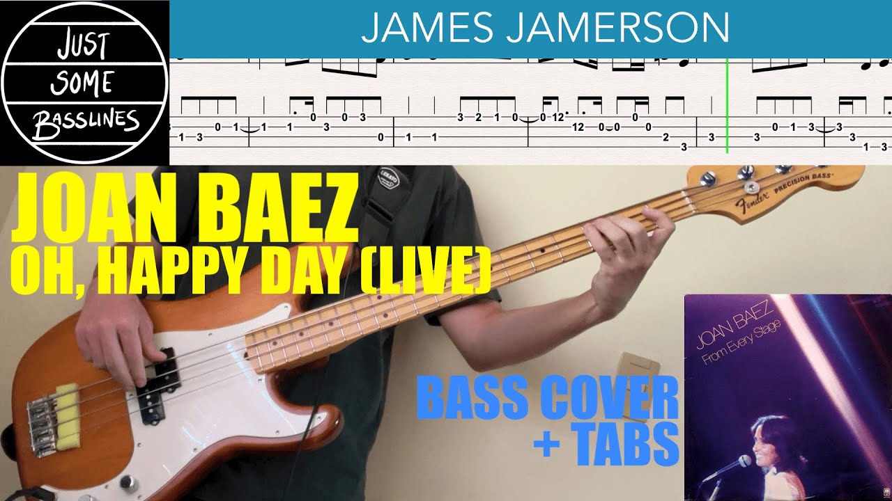 James Jamerson // Joan Baez - Oh, Happy Day (Live) // BASS COVER + TABS ...