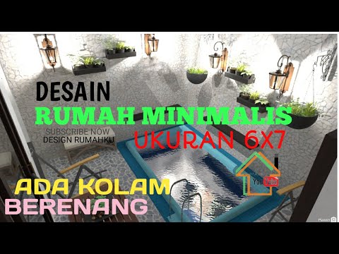 Desain rumah minimalis ukuran 6x7 meter ada kolam renang | 2 kamar tidur