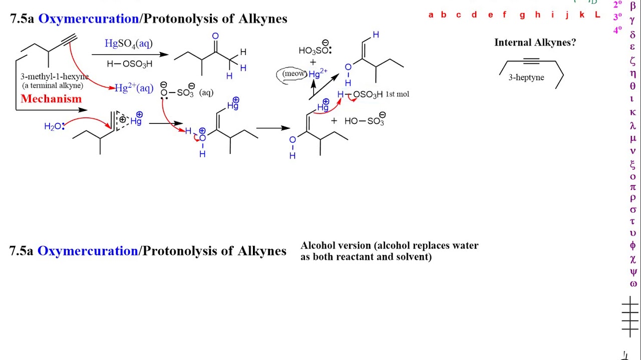 c241w20Ch7 5 a Oxymercuration Protonolysis of Alkynes - YouTube