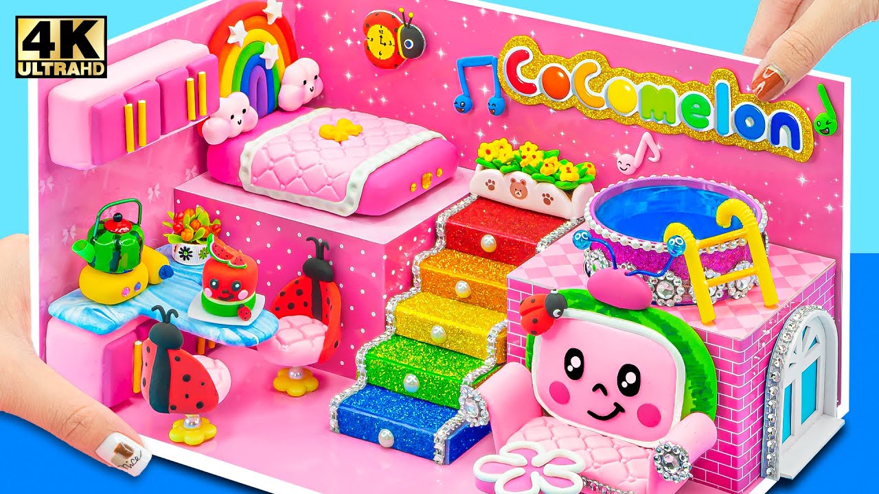 Build 2 Storey Cocomelon House With Bedroom, Kitchen, Pool From Polymer ...