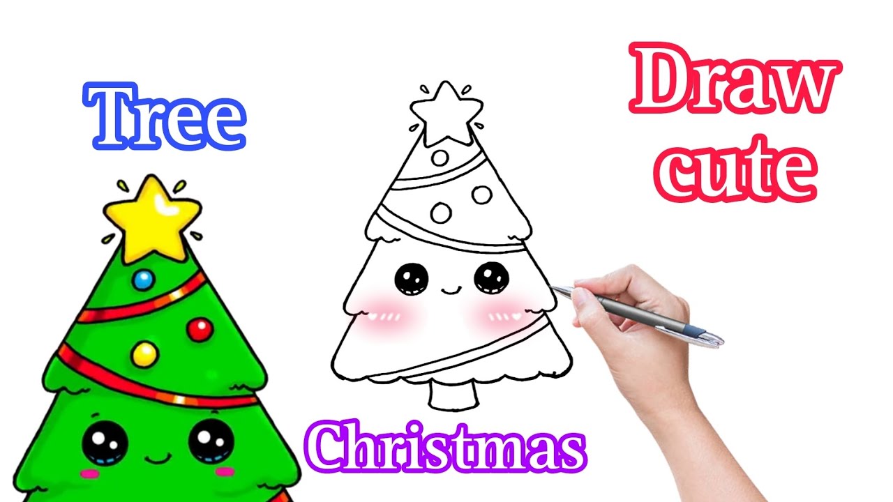 How To Draw A Cute CHRISTMAS TREE Clipart,To Draw step by step, DL cute ...
