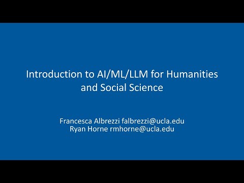 Introduction to AI/ML/LLM for Humanities and Social Science - YouTube