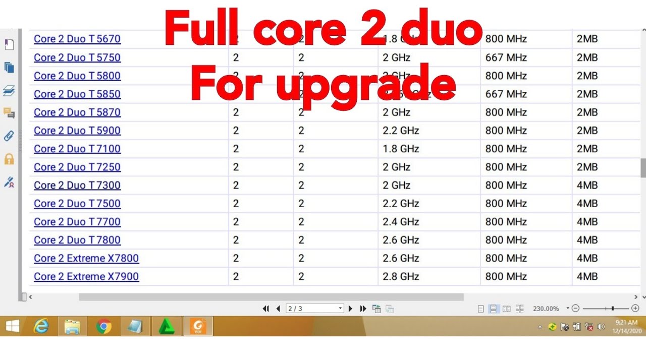 Tabel Upgrade Prosesor Laptop core 2 duo | intel core 2 duo - YouTube