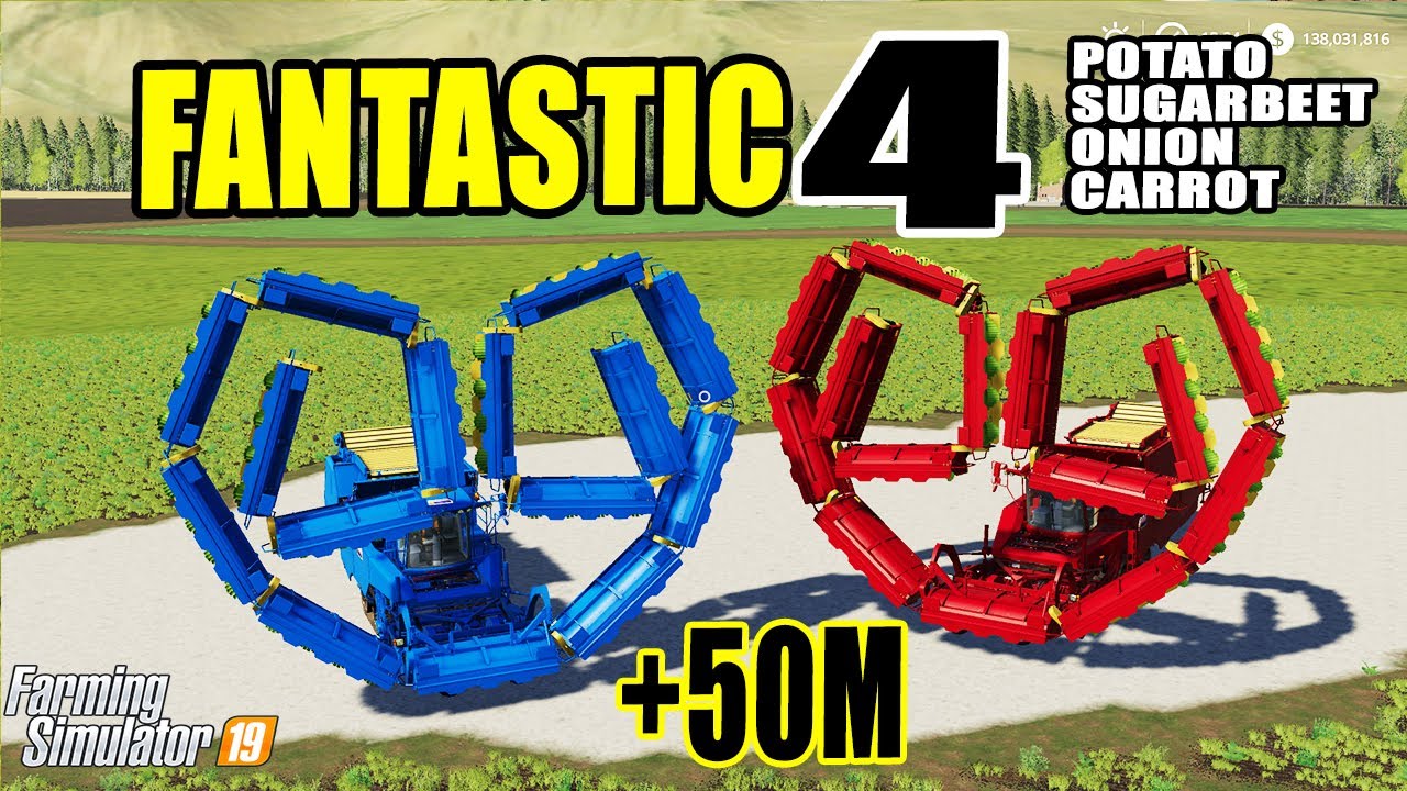 Farming Simulator 19: +50 Meter Multi Fruit Harvesters!! Potato, Carrot ...