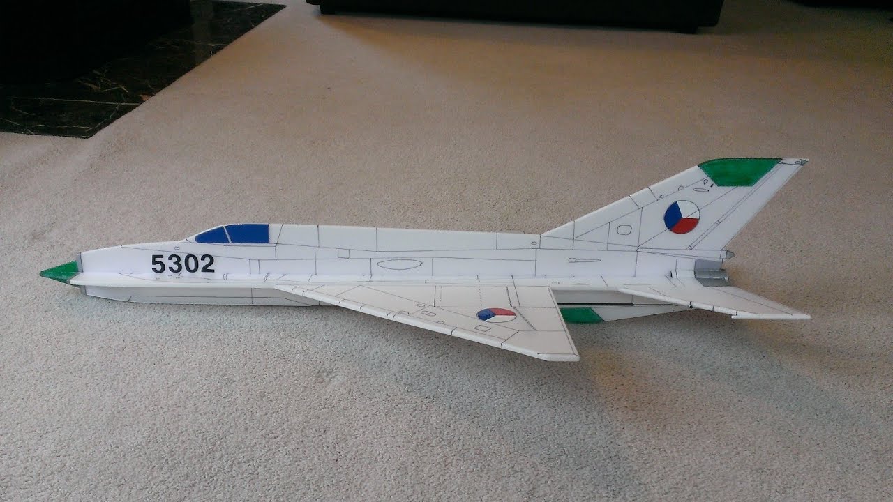 Mig 21 profile pusher RC parkjet - YouTube