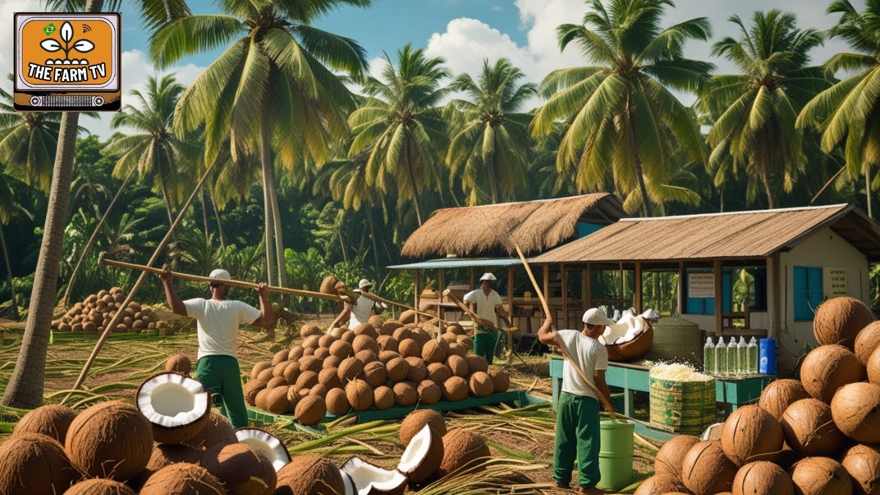 Discover the world's largest COCONUT FARM! From harvesting to ...
