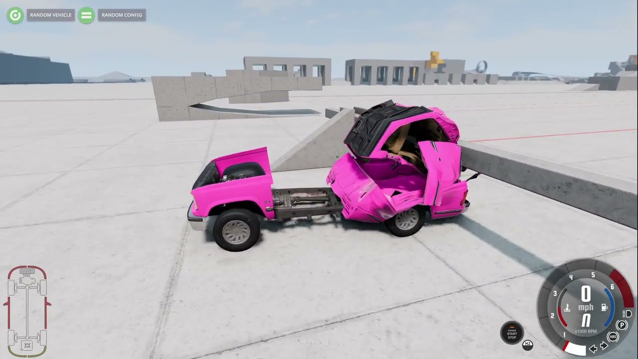 Crash Test Car a Horizontal Metal Beam - BeamNG.drive - YouTube