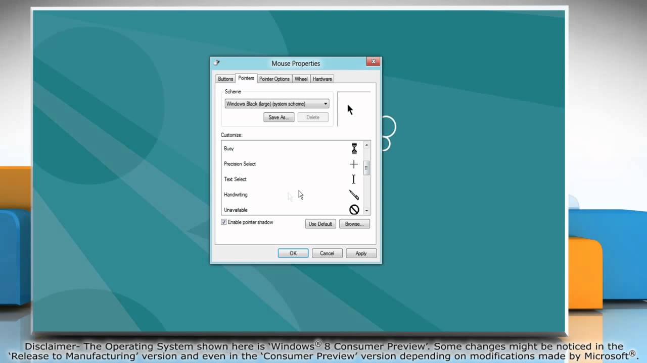 How to customize the mouse pointer in Windows® 8 - YouTube