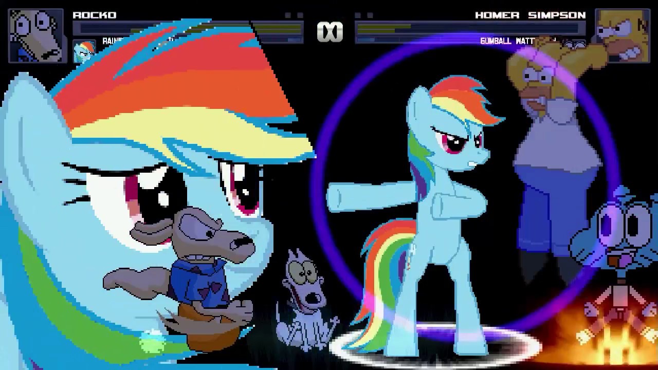 AN Mugen Request #980: Rocko & Rainbow Dash VS Homer Simpson & Gumball ...