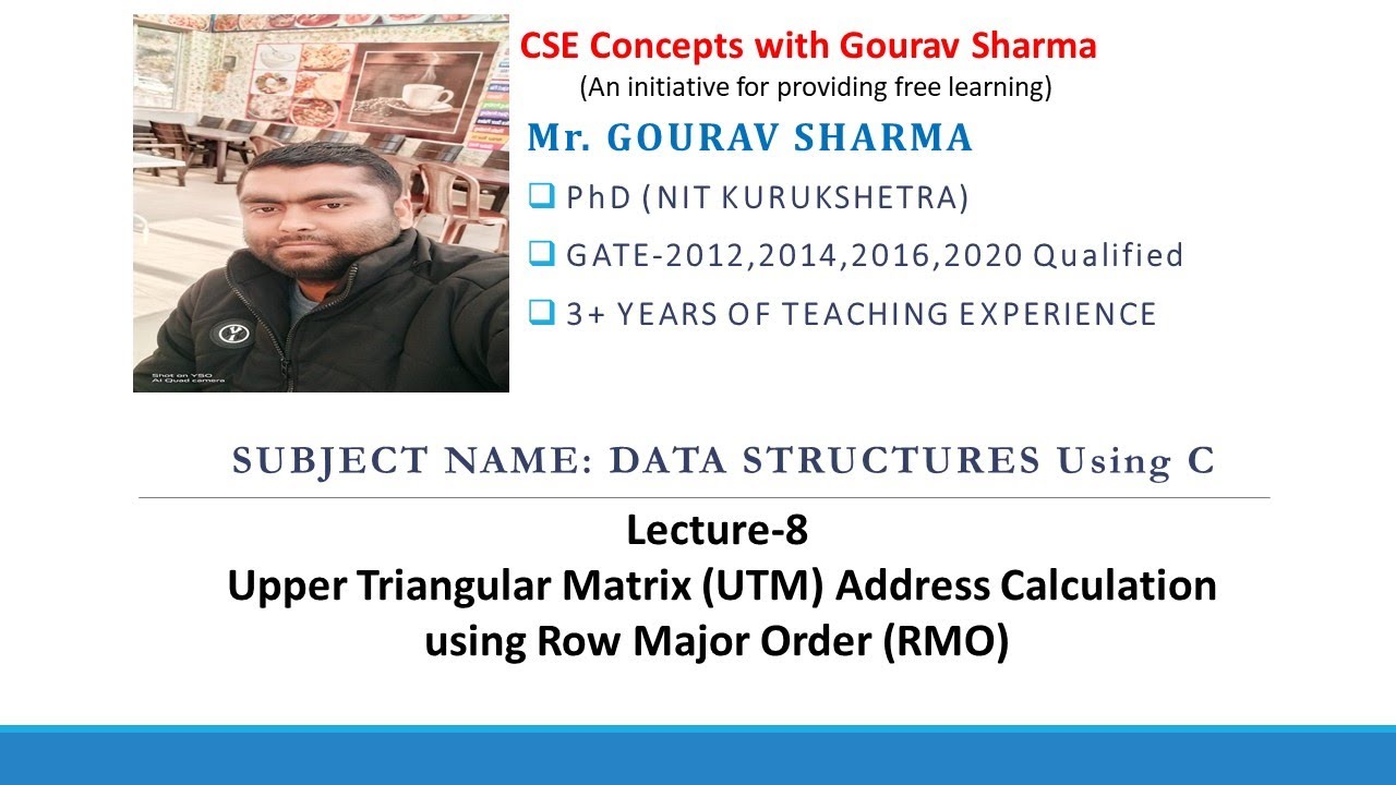 Lecture 8 Upper Triangular Matrix Address Calculation using Row Major ...