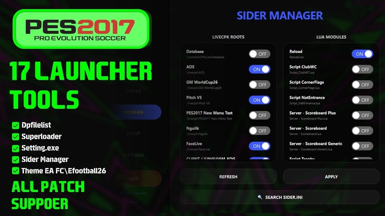 PES 2017 NEW 17LAUNCHER TOOLS 2026 AIO SUPPORT ALL PATCHES - YouTube