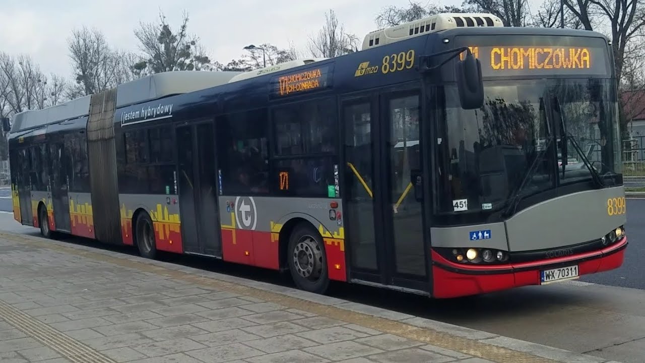 Wjazd i odjazd Solarisa Urbino 18 Hybrid #8399 [171] [Konarskiego] - YouTube