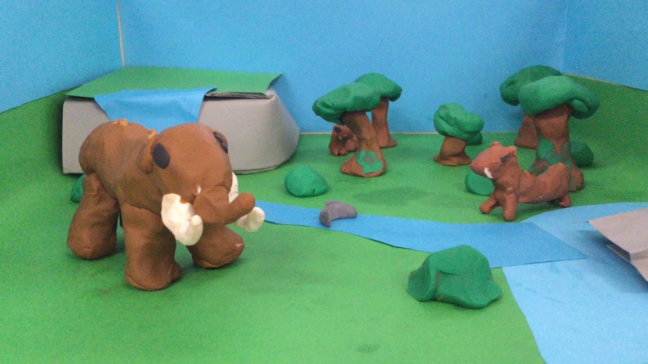 Mathias' ice age diarama clay mation - YouTube