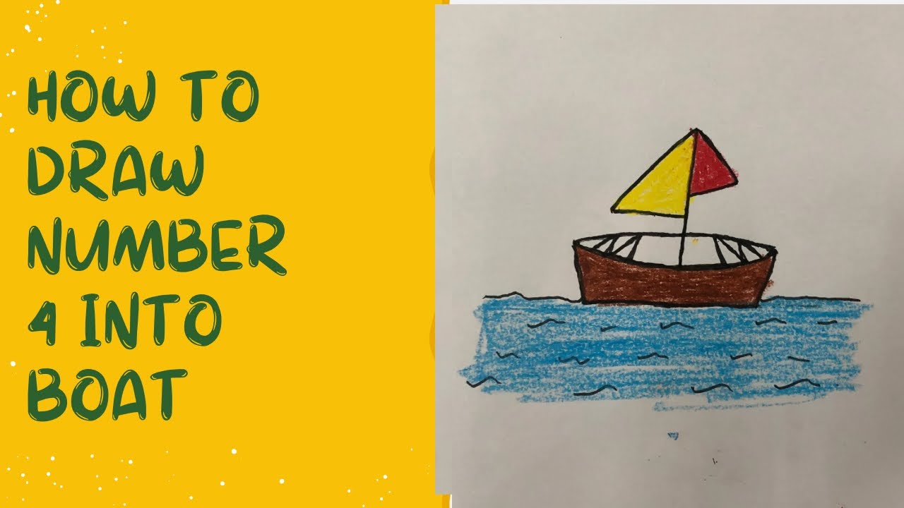 How to draw ️ number 4 into boat ⛴️ - YouTube