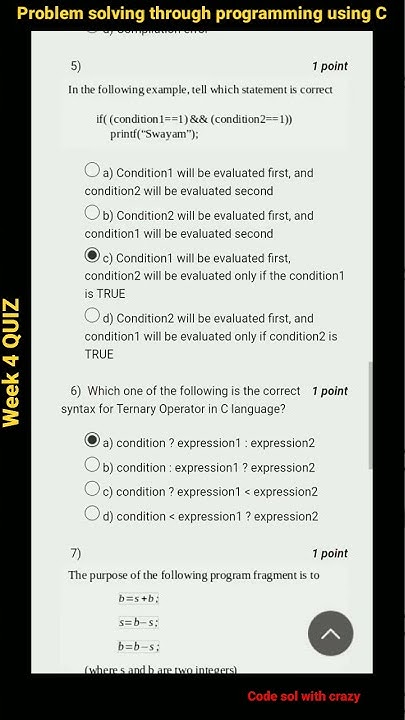 NPTEL : Week4 solution for problem solving using C | 2022 #shorts - YouTube