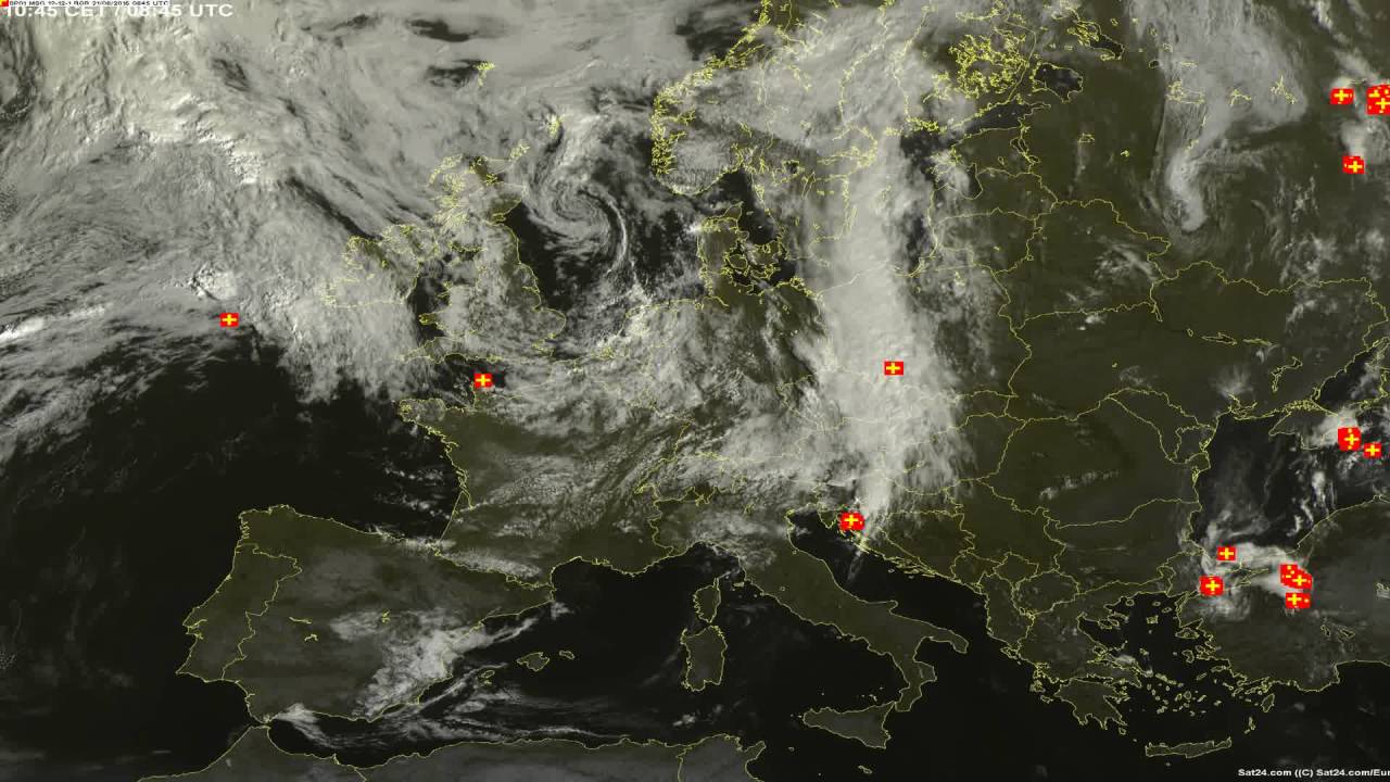 Sat24 lightning video impression for Sunday, August 21, 2016 - YouTube