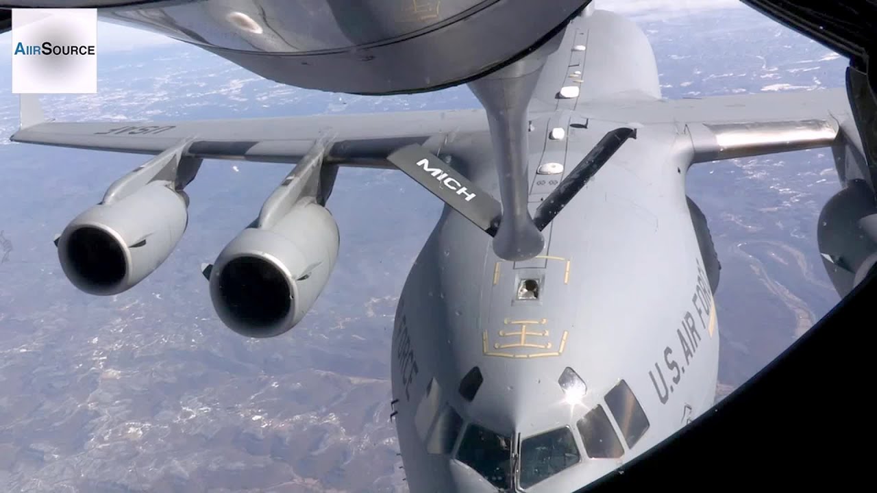 Gas Station In The Sky: KC-135, C-17 Aerial Refueling Mission - YouTube