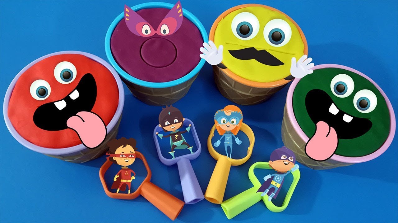 4 Colors Play Doh Ice Cream Cups PJ Masks Chupa Chups Toy Story Kinder ...