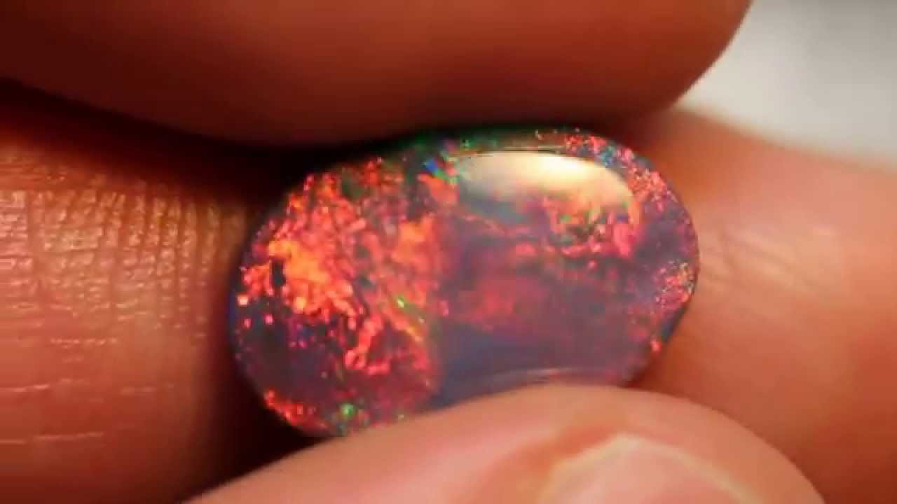 Stunning Solid Gem Black Fire Opal Red Color Gemstone 4.70ct - YouTube