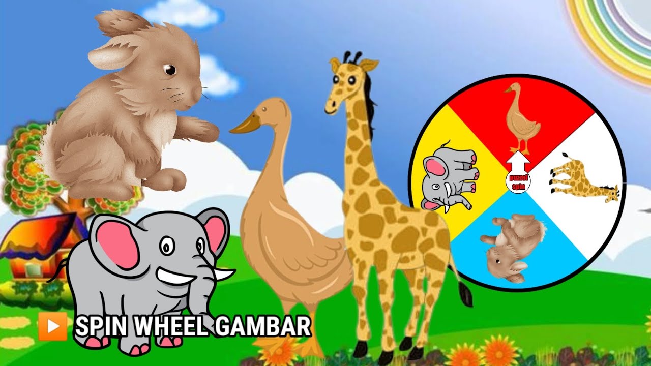 spin wheel gambar hewan gajah,kelinci,bebek,jerapah - YouTube