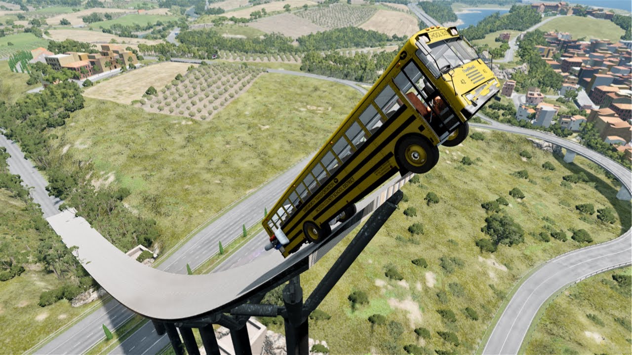 Mobil Loncat Terbang Jatuh Rusak Parah Mainan Games Beamng.Drive - YouTube
