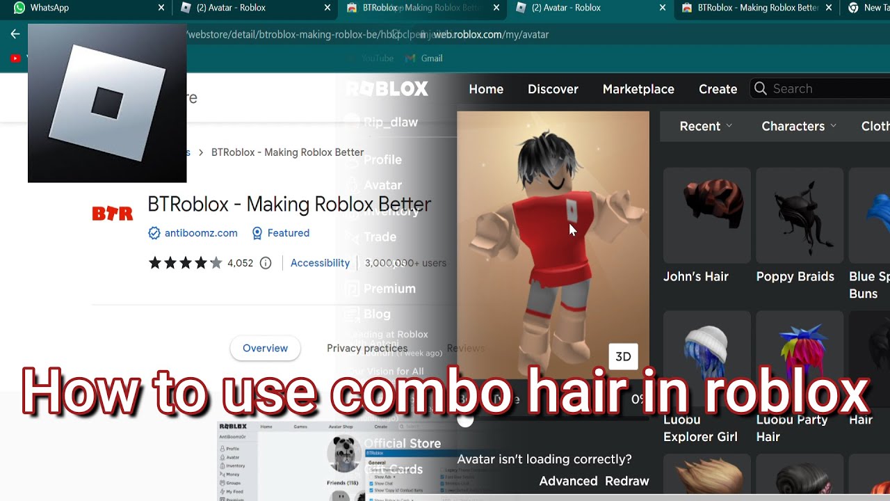 Tutorial How to use combo hair in roblox ! - YouTube