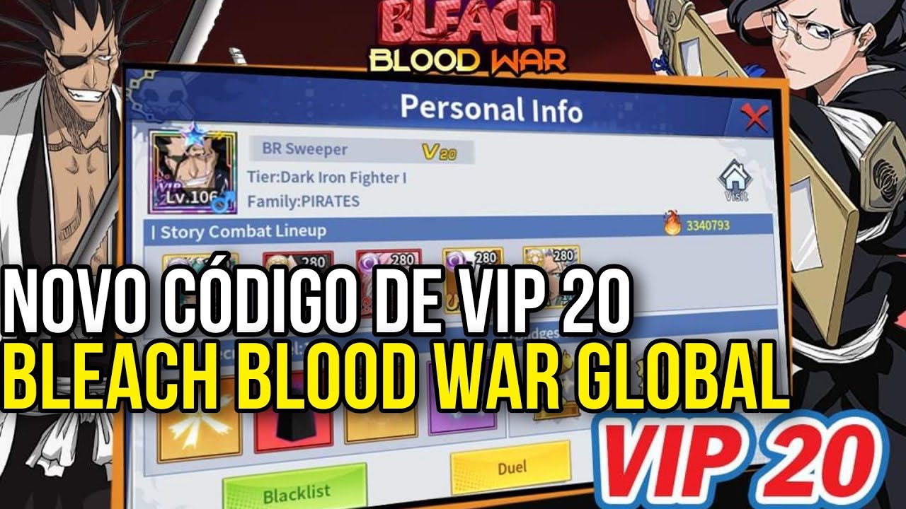 💎NOVO CÓDIGO DE VIP20 PARA BLEACH BLOOD WAR GLOBAL - YouTube