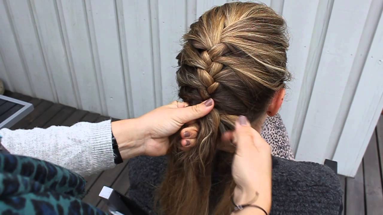 Fransk Flette Updo Koreansk Stil Bredremmet Parykk Flette Pannebånd