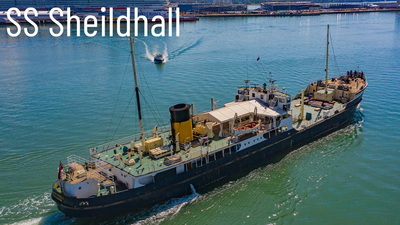 SS Sheildhall Steam Ship - Departing Port of Southampton - YouTube