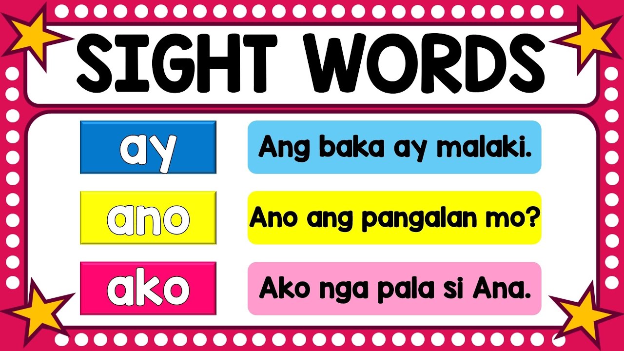 Mga Karaniwang Salita sa Filipino | Filipino Sight Words - YouTube