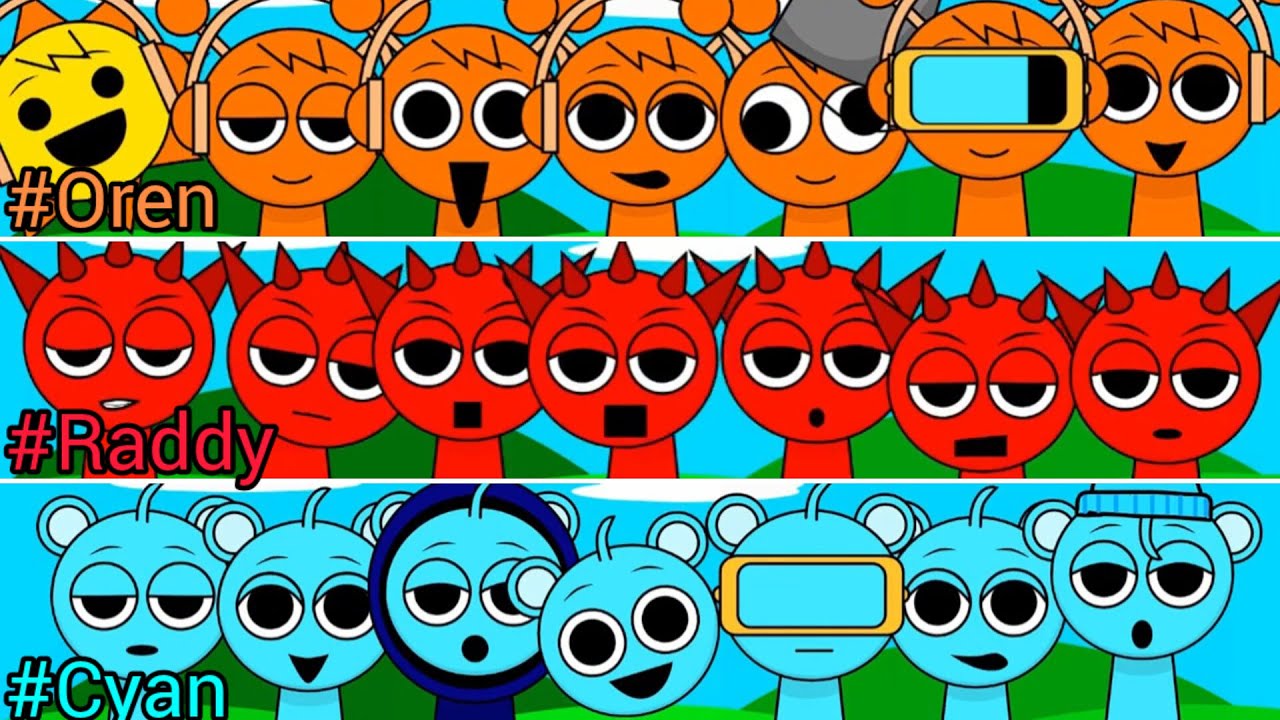 Incredibox Sprunki But Everyone Oren Orange and Raddy Red and Cyan Sky ...