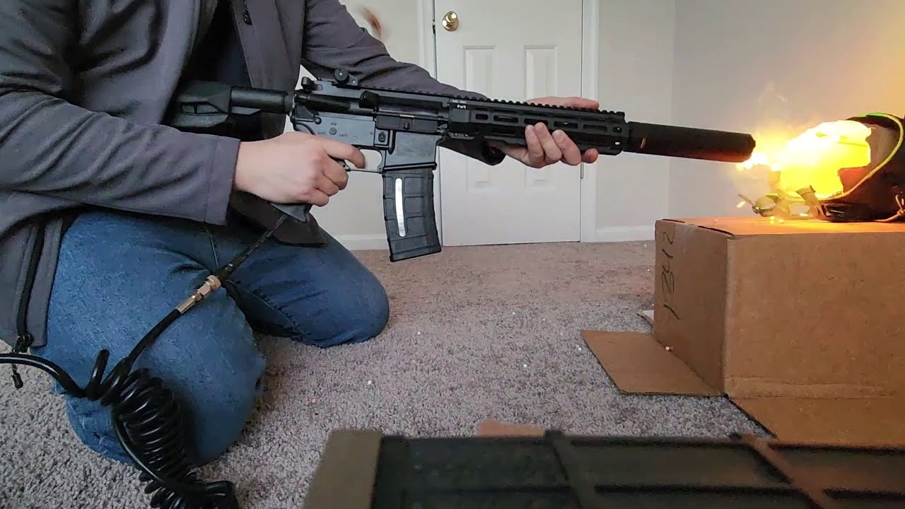 Airsoft Rare Arms AR 15 with Smoke Wolf Suppressor - YouTube