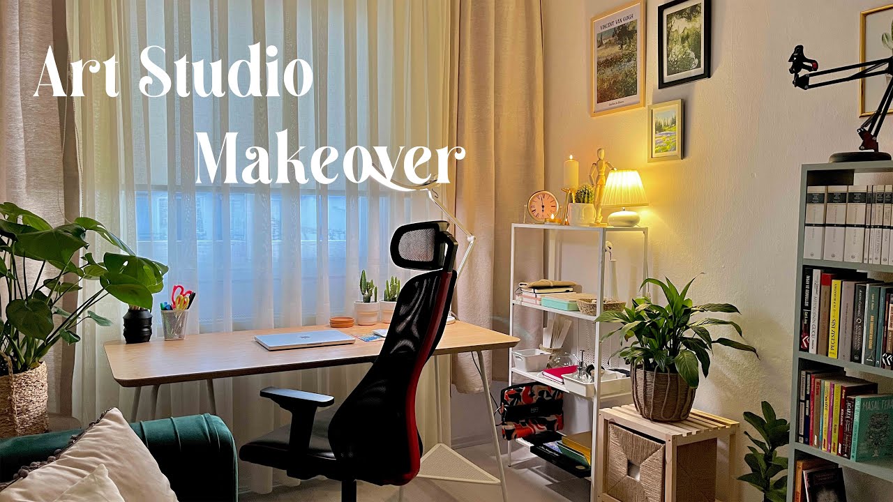 Art Studio Makeover / New Desk + Painting the Bookcase - YouTube