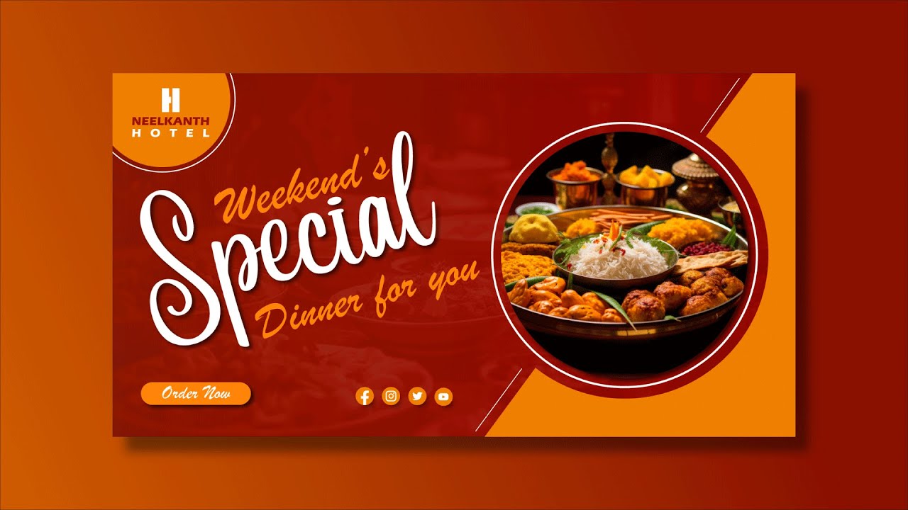 Restaurant Food Banner Design In Illustrator | Illustrator Tutorials ...