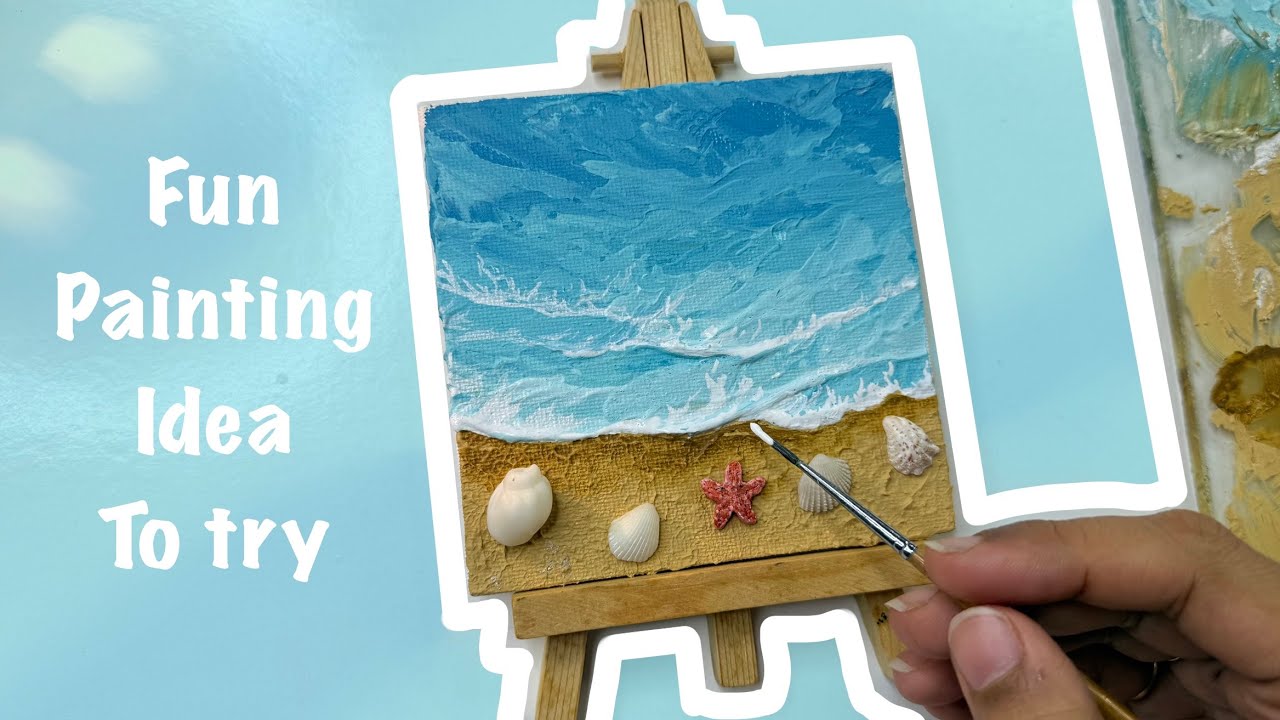 Fun painting idea / easy acrylic painting for beginners/ beach painting ...