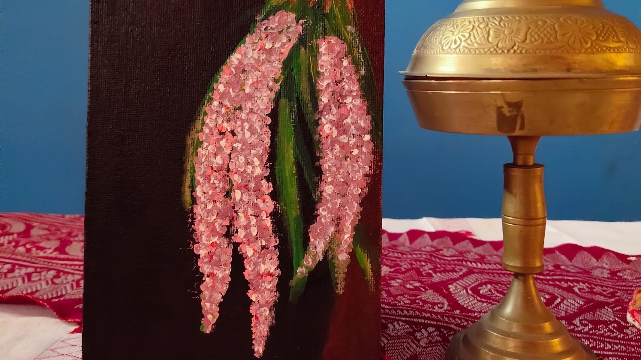 Foxtail Orchid (Kopou Phool) painting with ear buds/swabs | acrylic ...
