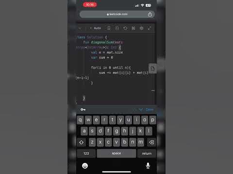 Solved Leetcode #1572 Matrix Diagonal Sum on my iPhone📱#Leetcode #Programming #kotlin # ...