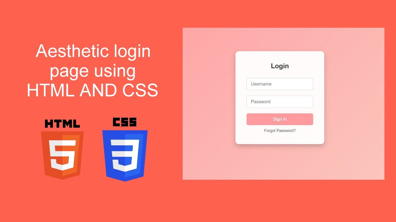 Aesthetic login page By Using HTML AND CSS - YouTube