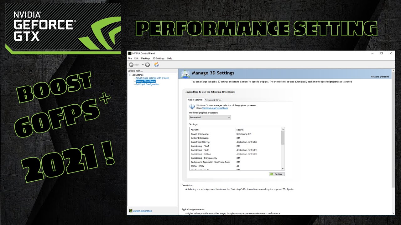 How to Optimize Nvidia Control Panel best Performance 2021 - YouTube