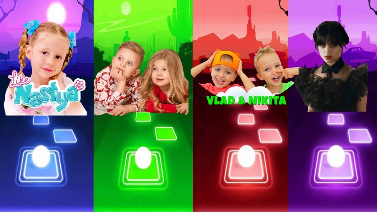 Tiles Hop - Like Nastya vs Diana And Roma vs Vlad And Niki vs Wednesday ...