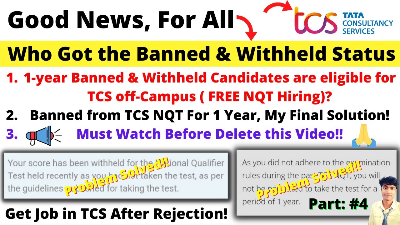 🔴Must watch Who Got the Banned & Withheld Status & TCS Rejected, Thank ...