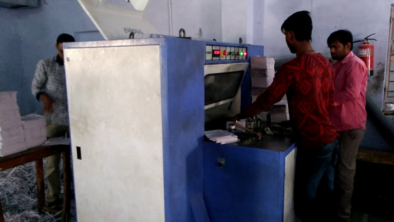 Three Knife Trimmer Cutting Machine for Book Binding - YouTube