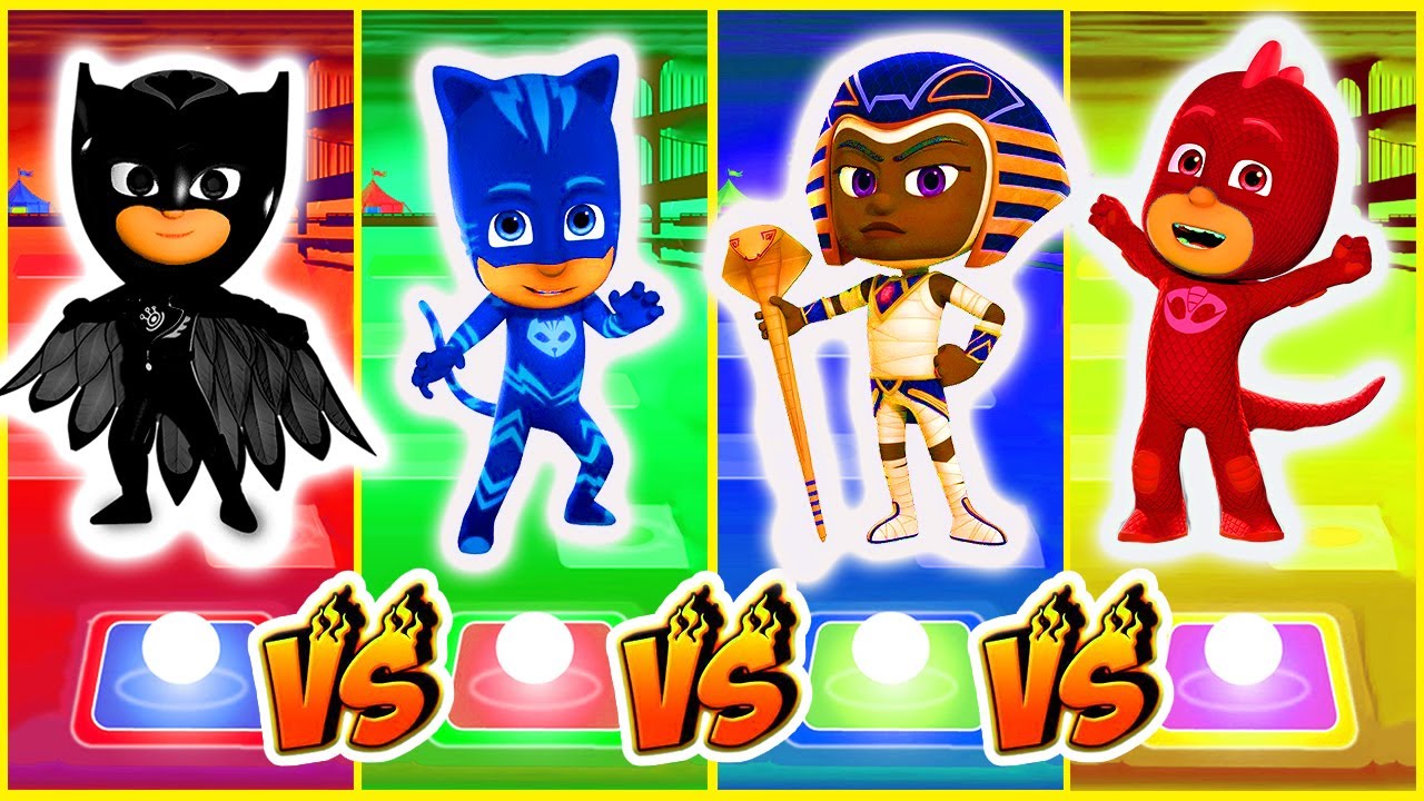 Pj Masks Owlette vs Cat Boy vs Pharaoh Boy vs Gekko 🎶 Tiles Hop EDM ...